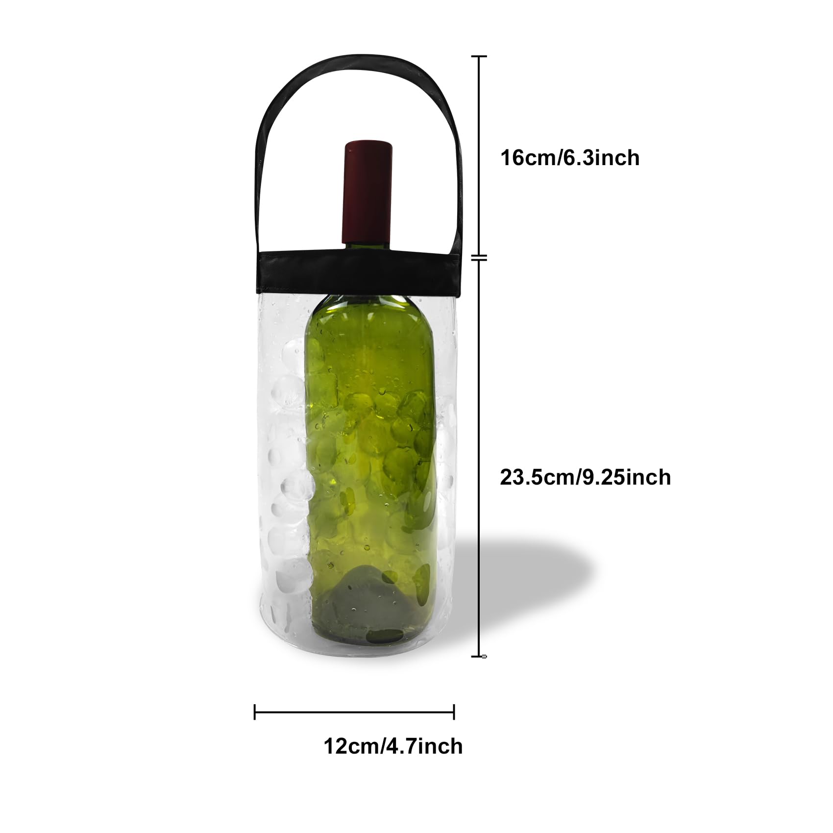 Pallesen 2 Pack Ice Wine Bag Portable Collapsible Clear Wine Pouch Cooler with Handle Wine Bottle Chiller Ice Bucket Tote for Outdoor, 750ml Standard Size Red Wine, White Wine, Cold Beer, Iced Drinks