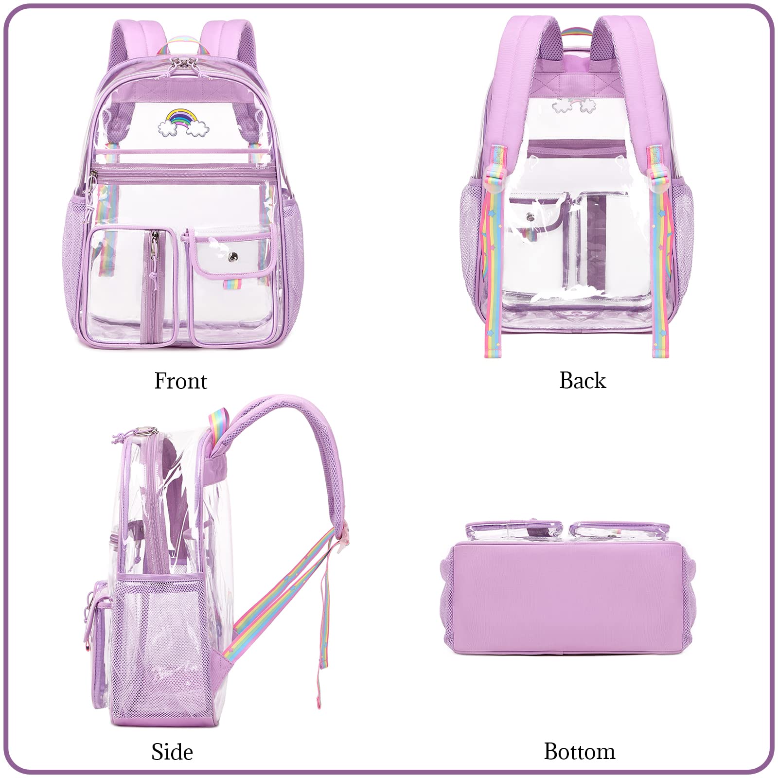 Lanola Clear Backpack, Heavy Duty Waterproof Transparent Bookbag PVC school Backpacks for Women Girls - Dark Blue