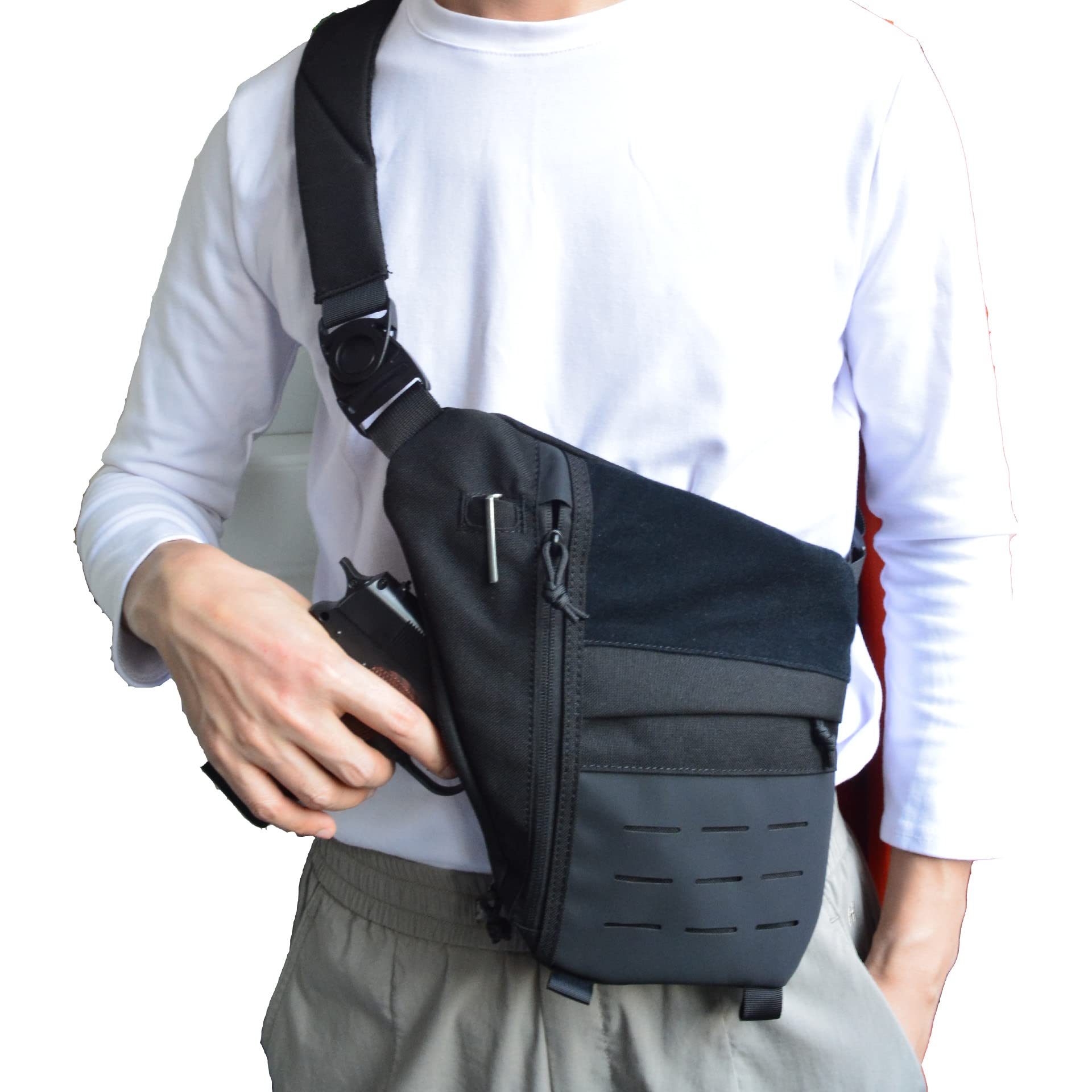 Concealed Carry Bag for Men, Chest Holster Sling Bag of Pistols Anti-Thief Crossbody Daypack Personal Pocket Sling Pack