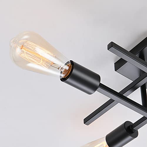 IHENGYANLT2 Pack Industrial 4-Light Semi Flush Mount Ceiling Light Fixture, Modern Sputnik Ceiling Lamp with E26 Base Farmhouse Chandelier Light Matte Black for Kitchen Bedroom Hallway. (2 Pack)