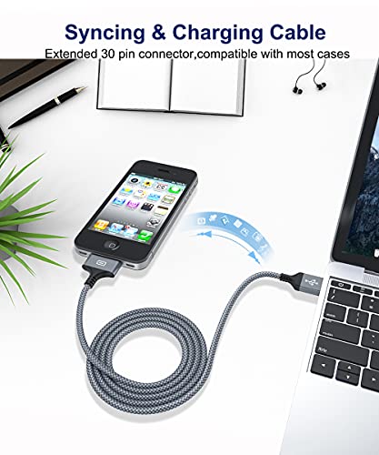 AkoaDa Apple Certified 30 Pin USB Charging Cable 10ft 2 Pack, USB Sync Charging Cord Cables Compatible iPhone 4 4s, iPhone 3G 3GS, iPad 1 2 3 iPod Touch 4 3 2 1, iPod Classic 3 2 1, Grey