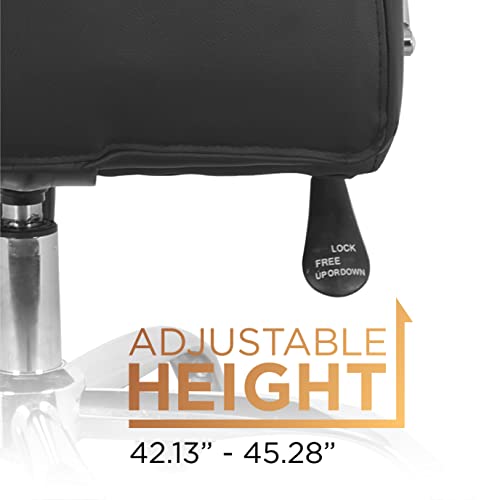 Comfty Padded Armrests and Chrome Base Fixed Back Leather Office Chair, 42.13β-45.28β, Black