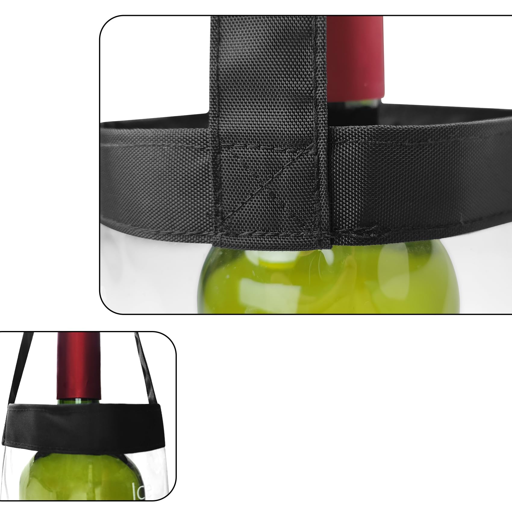 Pallesen 2 Pack Ice Wine Bag Portable Collapsible Clear Wine Pouch Cooler with Handle Wine Bottle Chiller Ice Bucket Tote for Outdoor, 750ml Standard Size Red Wine, White Wine, Cold Beer, Iced Drinks