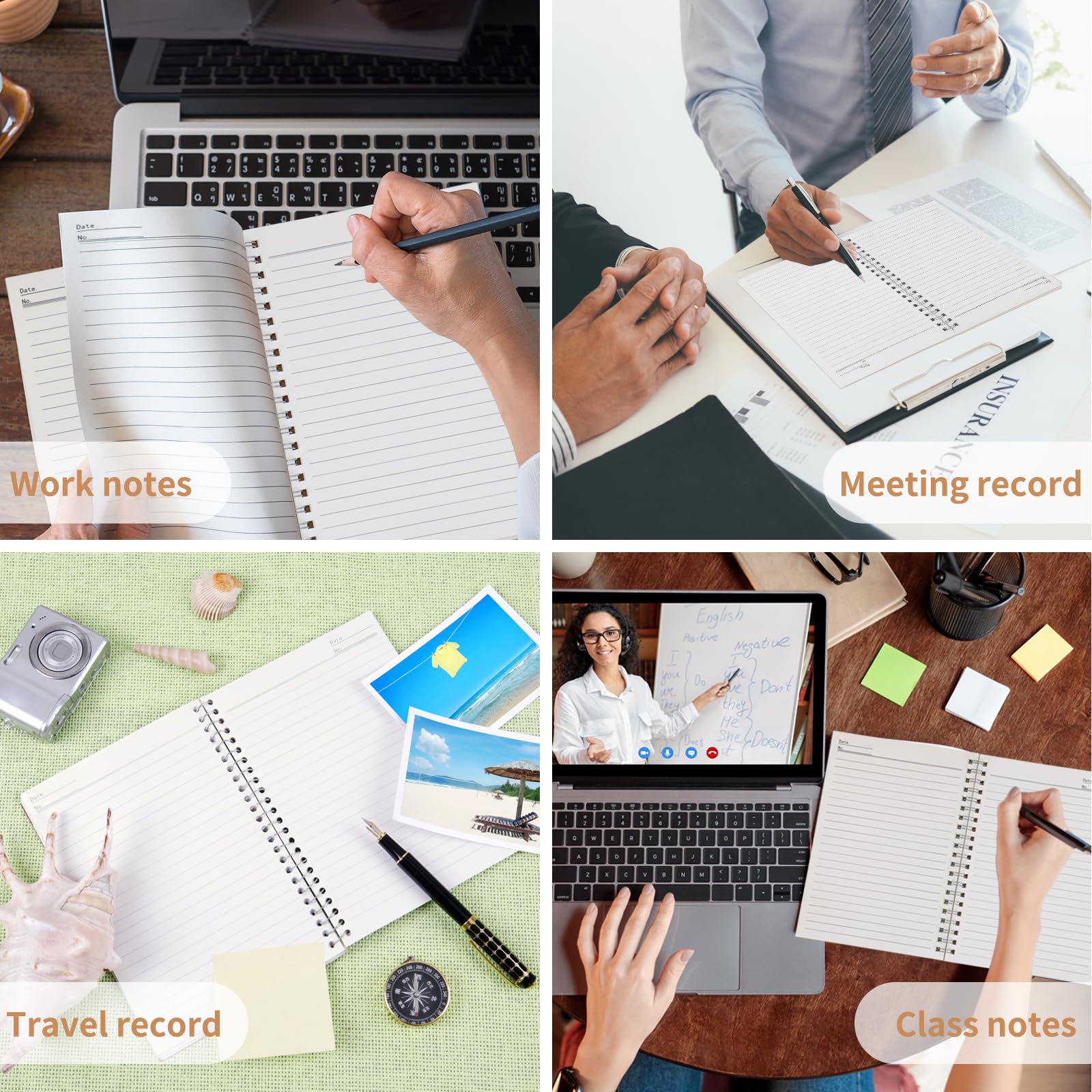 EOOUT 3 Pack Spiral Notebook College Ruled Notebook, 7.48 x 5.11 Inches Journal Soft Kraft Cover,100 Pages/ 50 Sheets for Students Office Business