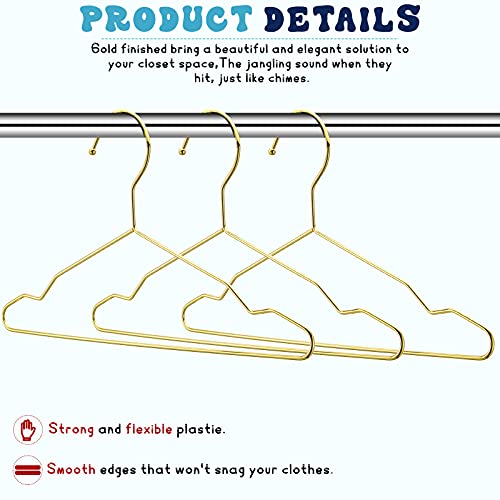 Wire Hangers Children's Hangers Strong Metal Children Clothes Hangers for Closet Space Saving Hanger for Hanging Coats Pants Clothes, 12 x 6.5 Inch(Gold, 36 Pcs)