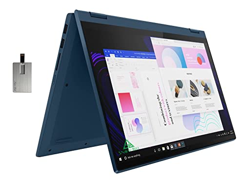 Lenovo IdeaPad Flex 5 14" FHD Touchscreen Convertible 2 in 1 Laptop, AMD Ryzen 3 5300U, 4GB RAM, 128GB SSD, Abyss Blue, Windows 11 S, 32GB Hotface USB Card