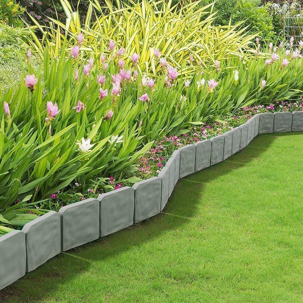 2pcs Garden Fence Border Folding Landscape Flower Fence- Edging Stone Grounding Imitation Garden Fence Fence Lawn Z9c6