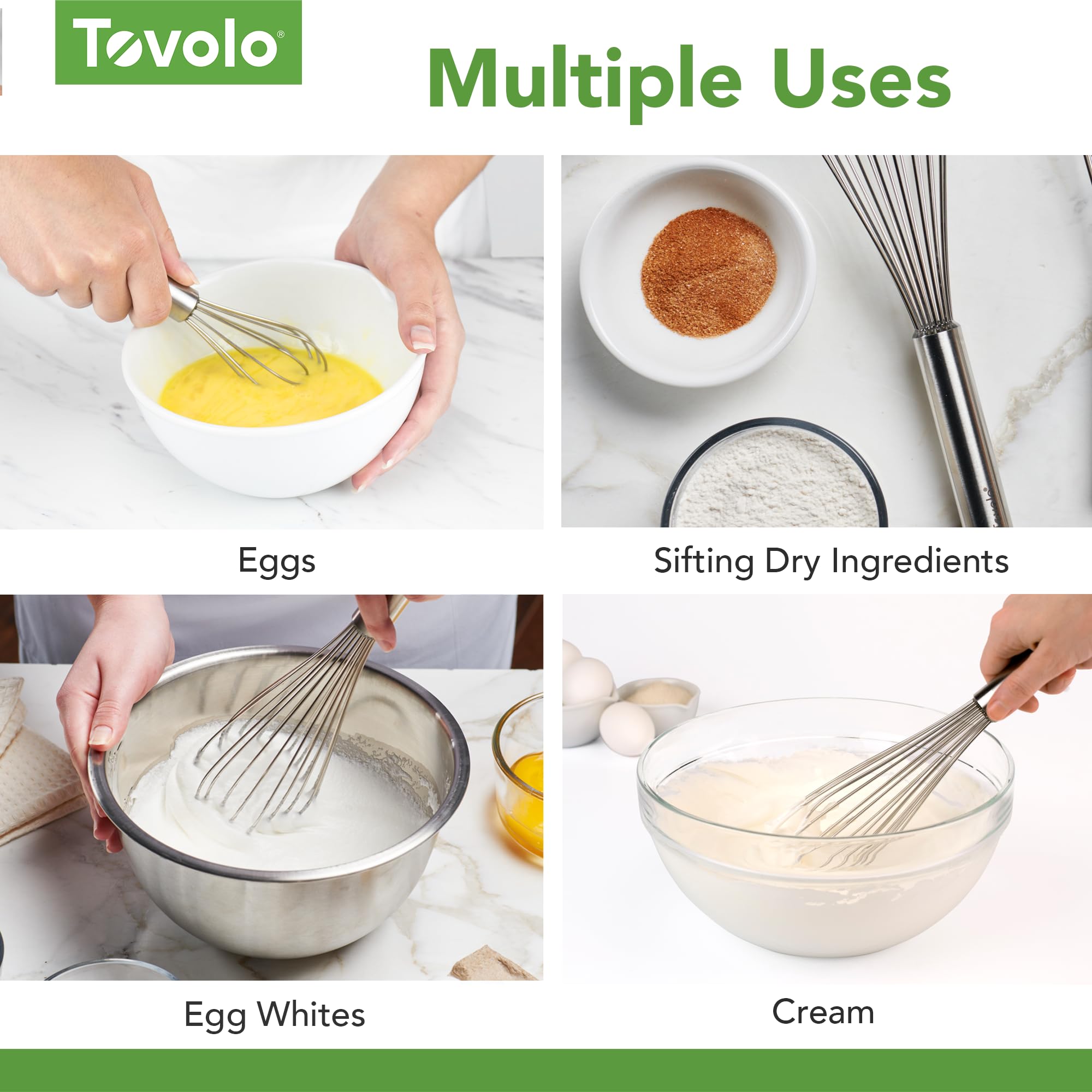 Stainless Steel Whip Whisk Set, 9" & 11" - Kitchen Balloon Whisks for Cooking, Blending, Mixing, Stirring, Whipping & Beating - Whisking Tool as Mixer, Frother & Stirrer - Dishwasher Safe - Set of 2