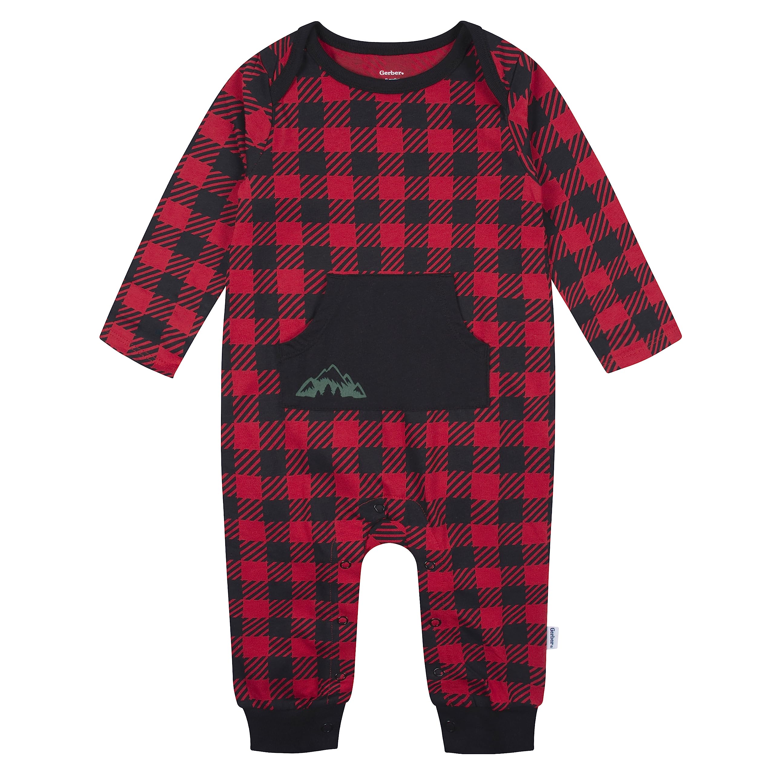 Gerber Baby Boys' 2-Pack Long Sleeve Jumpsuit, Black Explore, 12 Months