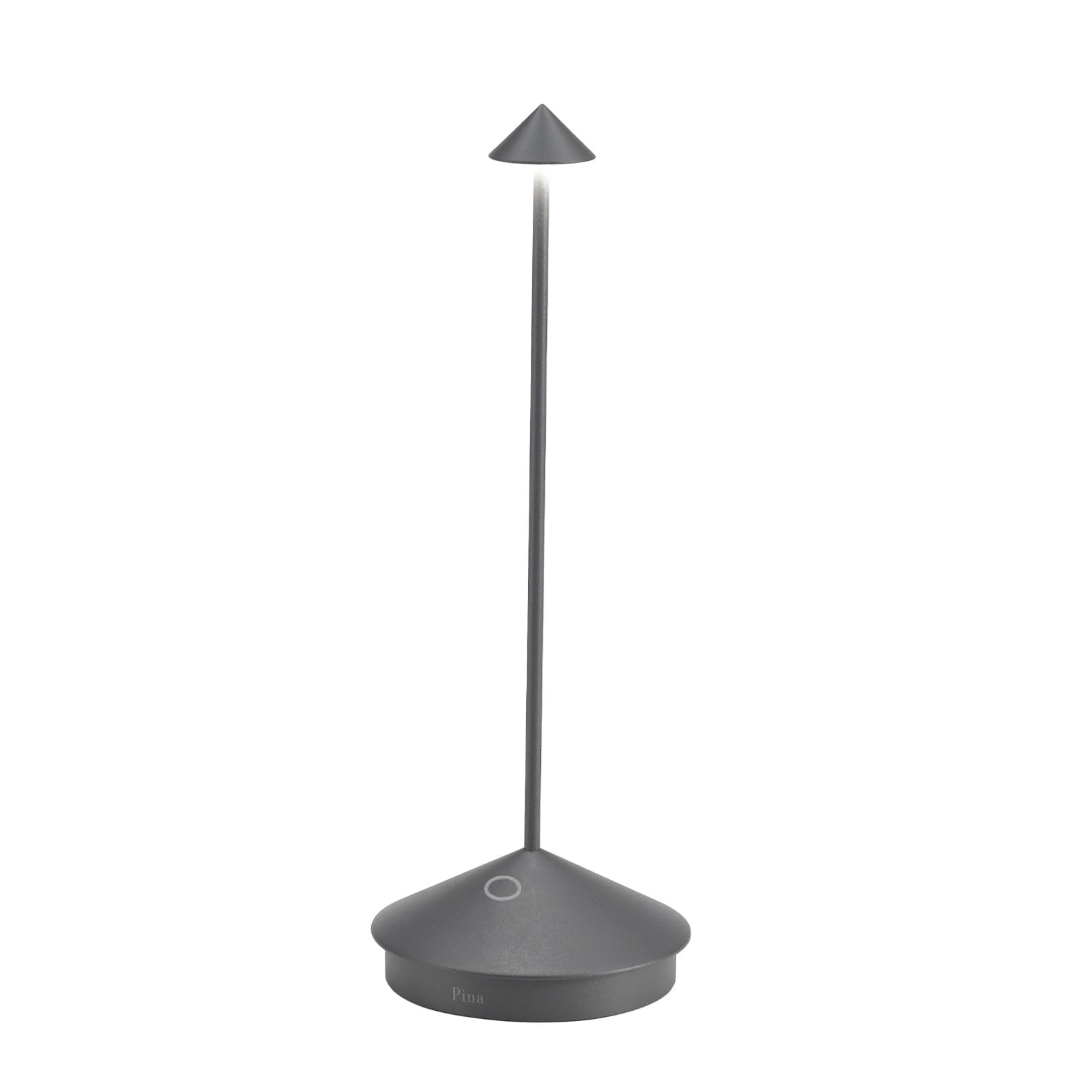 Zafferano, Pina Pro Lamp, Rechargeable Cordless Table Lamp with Touch Controls, Suitable for Indoor and Outdoor, Dimmer, 2200-3000 K, Height 11.4 Inches, Dark Gray Color