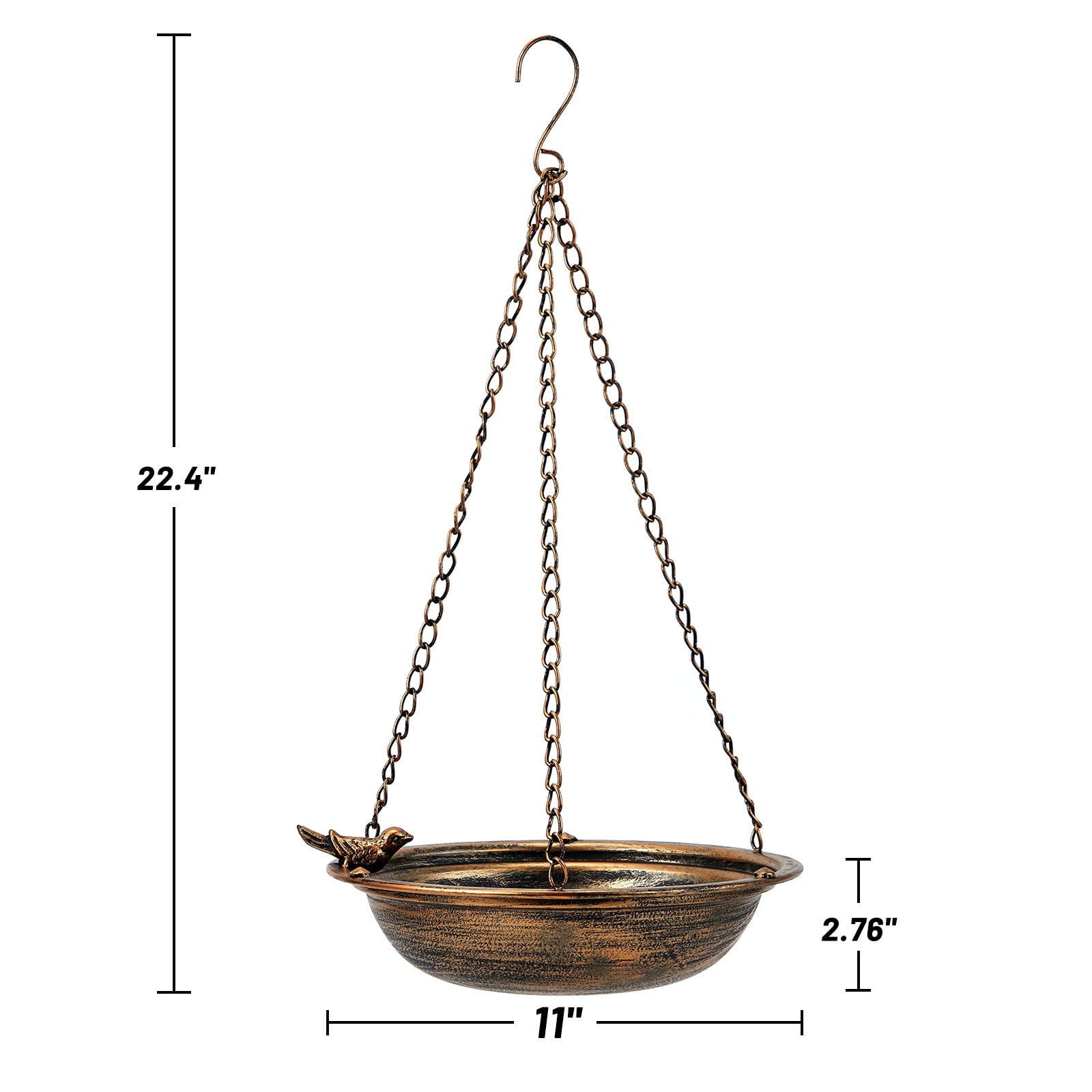 MNRYLKB Metal Hanging Bird Baths for Outdoors,Outdoor Bird Feeder,Backyard, Patio Garden Yard Decoration (Gold)