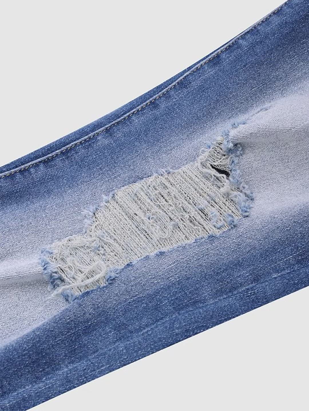 Flamingals Skinny Jeans for Women Mid Rise Stretchy Ripped Jeggings Distressed Sexy Curvy Trendy Denim Jeans Blue M