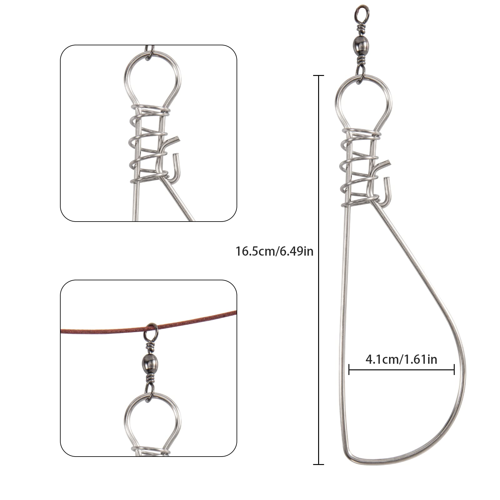Goture Fishing Stringer Live Fish Lock, Stainless Steel Fish Stringer Clip, Big Fish Wire Rope Cable with Float and Plastic Handle, Fishing Holder Kit with High Strength 10 Snaps/Buckles