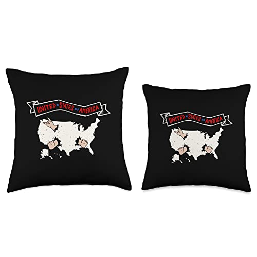 Funny USA Map 4th of July Pregnancy Announce Patriotic Mom Throw Pillow