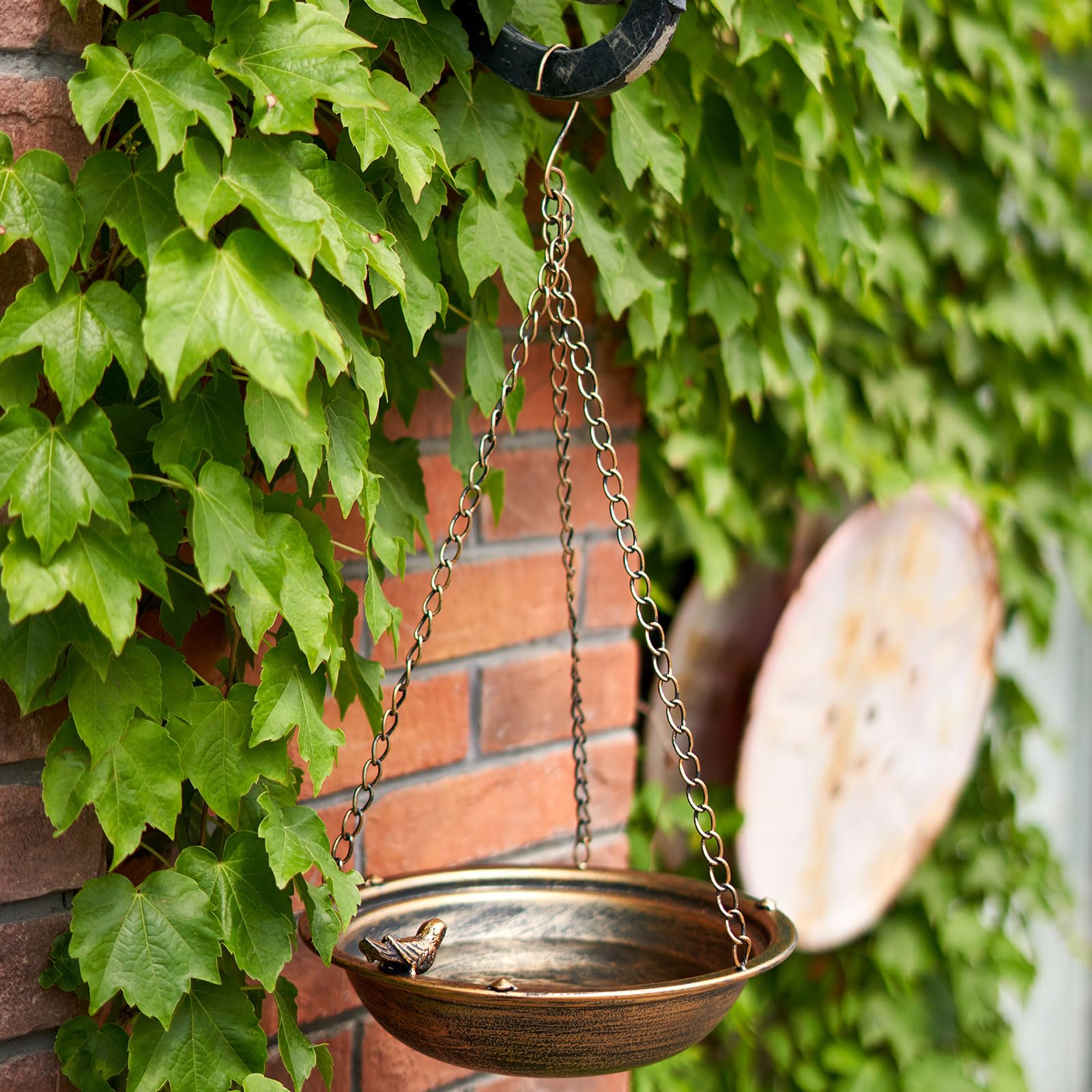 MNRYLKB Metal Hanging Bird Baths for Outdoors,Outdoor Bird Feeder,Backyard, Patio Garden Yard Decoration (Gold)