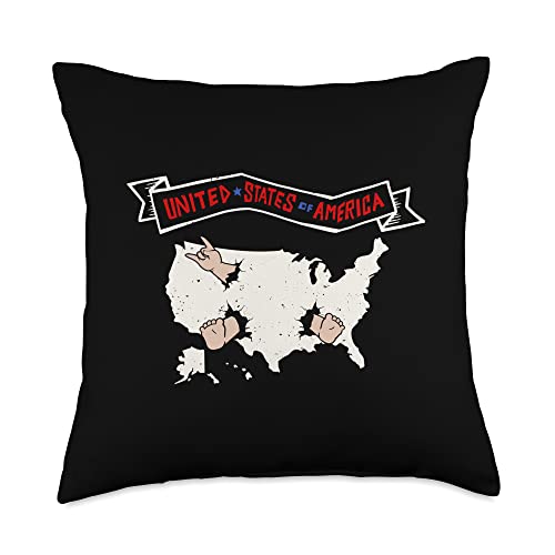 Funny USA Map 4th of July Pregnancy Announce Patriotic Mom Throw Pillow