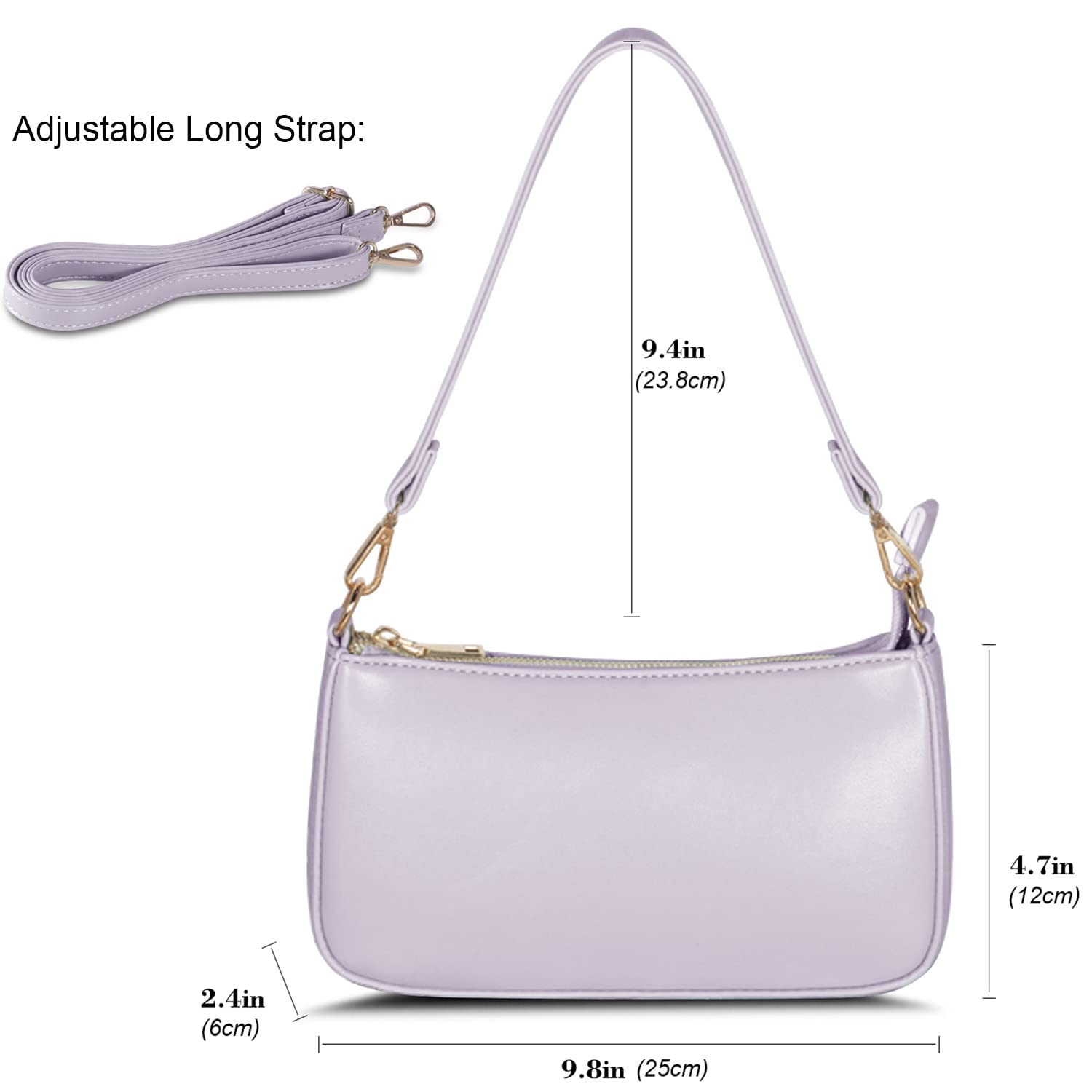 NIUEIMEE ZHOU Shoulder Bag for Women Retro Vegan Leather Classic Clutch Tote HandBags Purses with Zipper Closure (Purple)