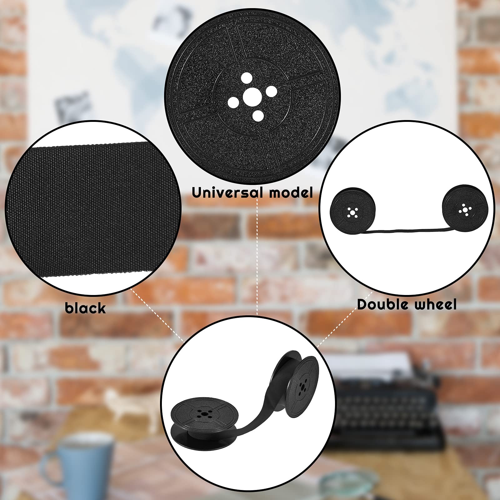 Honoson 12 Pairs Universal Typewriter Ribbon Twin Spool Typewriter Ribbon Twin Spool Replacement Pack for Most Typewriter (Black)