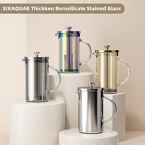 FJISEFEJ French press Coffee Maker Heat Resistant Durable Borosilicate Sliver Glass 12oz