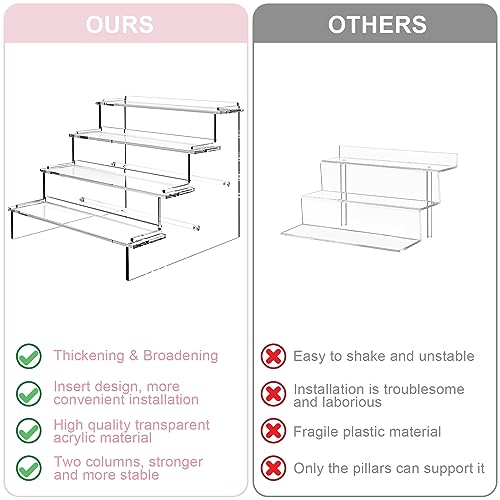 ULENDIS 4 Tier Acrylic Display Stands Organizer for Perfume, Upgrade Clear Display Stand Risers Shelf for Cupcakes Perfumes Figurines, Desktop Tiered Display for Decorating & Organizing