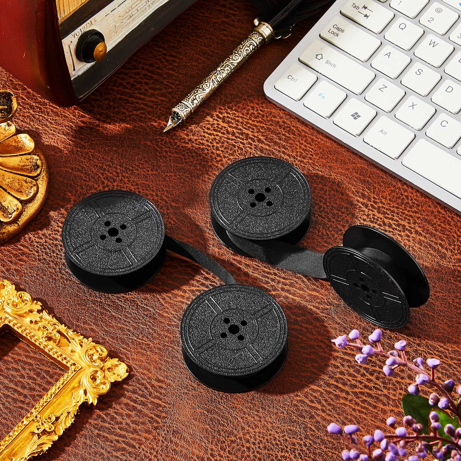 Honoson 12 Pairs Universal Typewriter Ribbon Twin Spool Typewriter Ribbon Twin Spool Replacement Pack for Most Typewriter (Black)