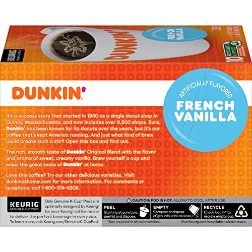 Dunkin' Donuts French Vanilla Flavored Coffee K-Cup, 10 ct (Pack of 3)