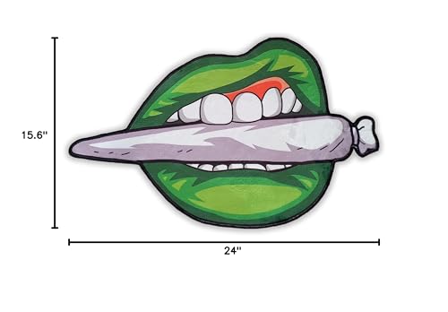Rugendary Marijuana Lip Rug Smoking Weed Rug Green Soft and Cozy Thick Lip Shaped Carpet for Bedroom Kitchen Living Room Bathroom Area Rug (1.3x2 ft.)
