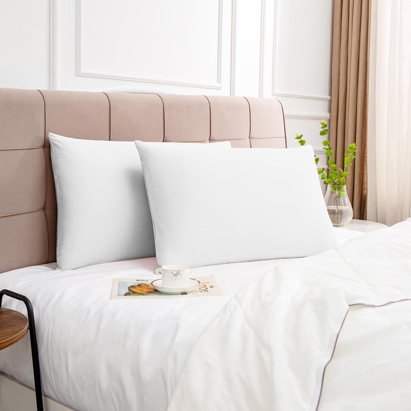 Deep Dream 100% Cotton Pillow Cases Standard Size Set of 2, Luxuriously Soft Hotel Quality 600 Thread Count, Cotton Pillowcases Standard with Envelop Closure, 20x26 Inches(Pure White)