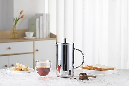 FJISEFEJ French press Coffee Maker Heat Resistant Durable Borosilicate Sliver Glass 12oz