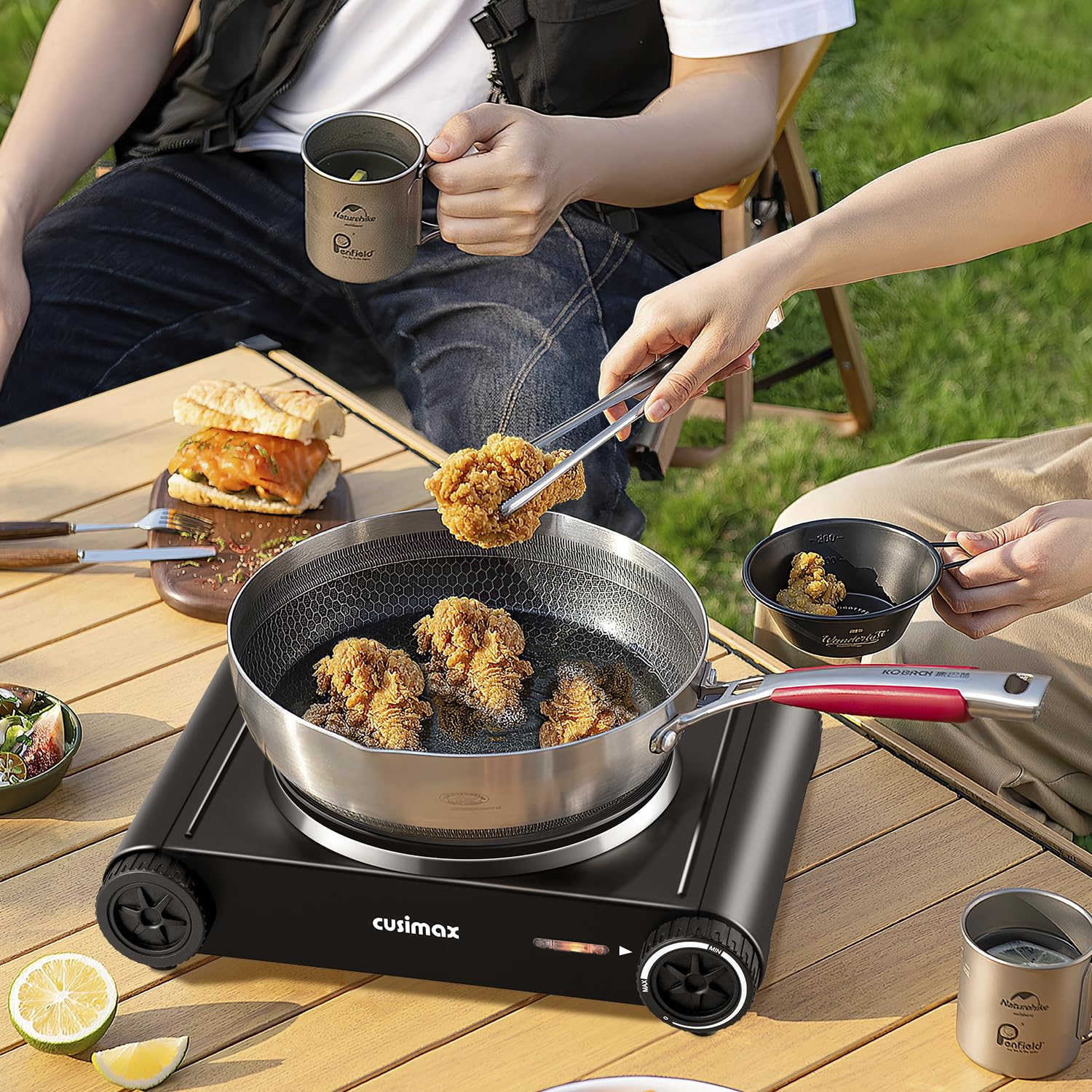 CUSIMAX Hot Plate,1500W Electric Portable Cast Iron Stove with Temperature Controls,Hot Plates for Cooking,Compatible for All Cookwares,Concealed Handle,Easy to Clean