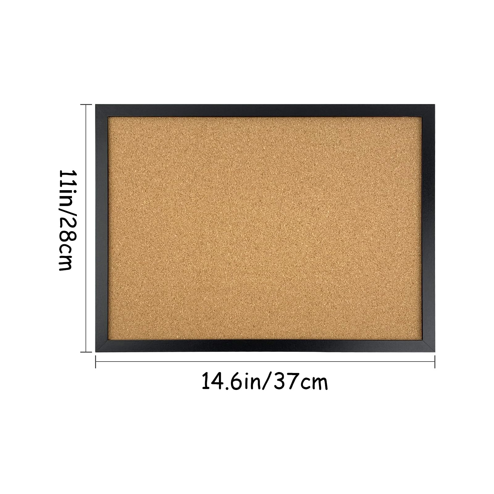 Black Cork Board Bulletin Board, 14.6"X 11" Cork Board, Oak Wood Finish Frame, Wall Mounted Cork Board for Office Home and School(Pins, Eye Bolts, gaskets, Screws)