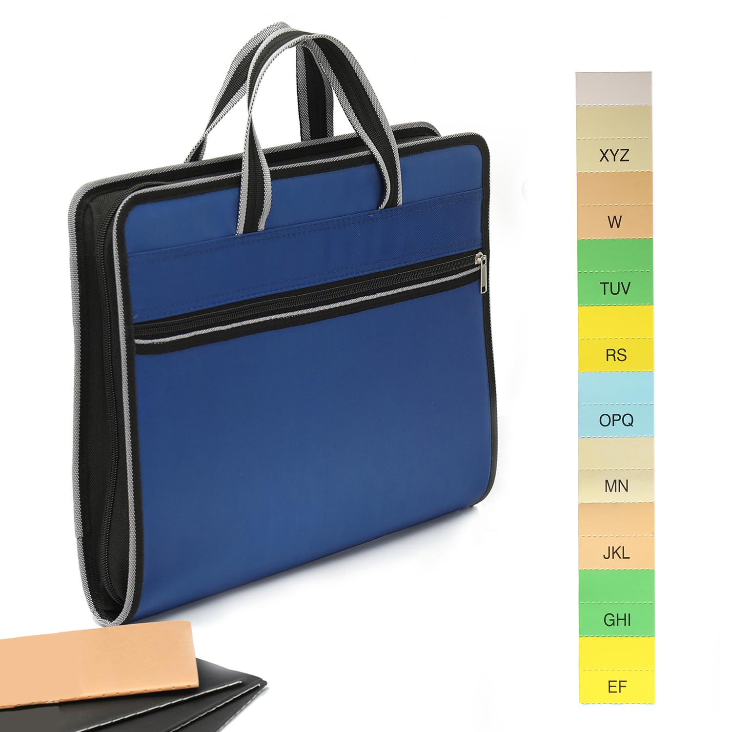 Duzluyzi Portable Expanding File Folder with Handle, 13 Pockets Accordion File Organizer with Zipper & Labels, Waterproof Canvas Document Organizer Accordion File Keeper for Letter Size/A4 Paper