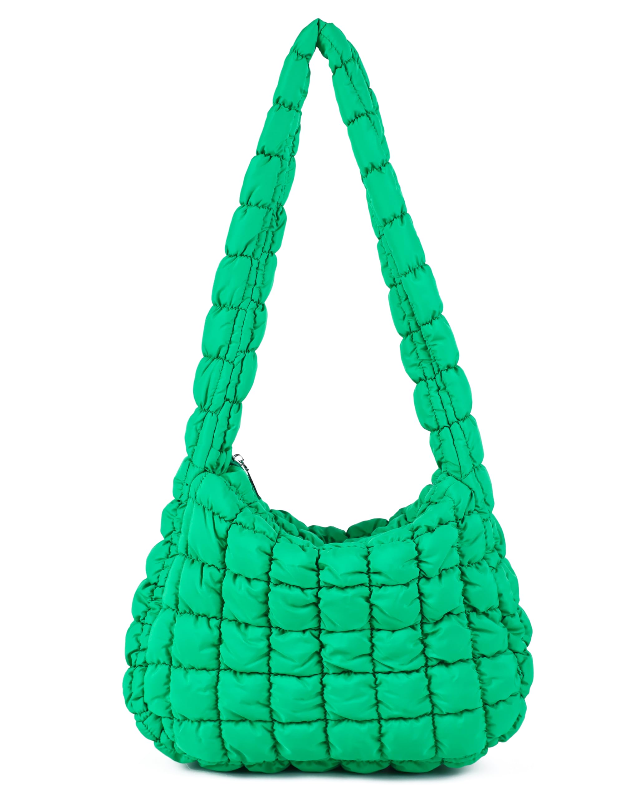 Rejolly Puffer Quilted Shoulder Bag for Women Puffy Bubble Tote Bag Lightweight Nylon Handbag Padded Soft Purse Green