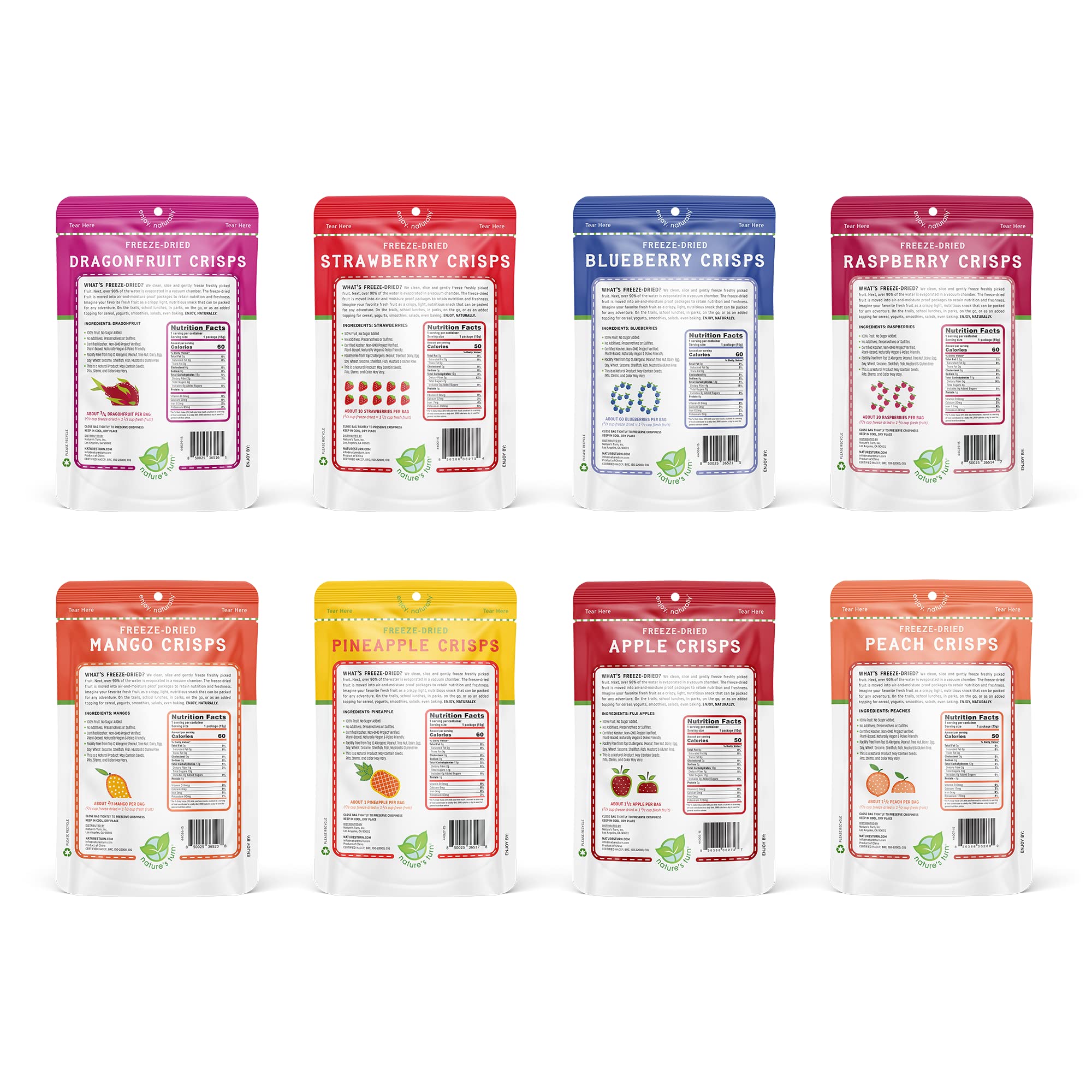 Nature’s Turn Freeze-Dried Fruit Snacks, Superfruit Variety, Pack of 16 (0.53 oz Each)