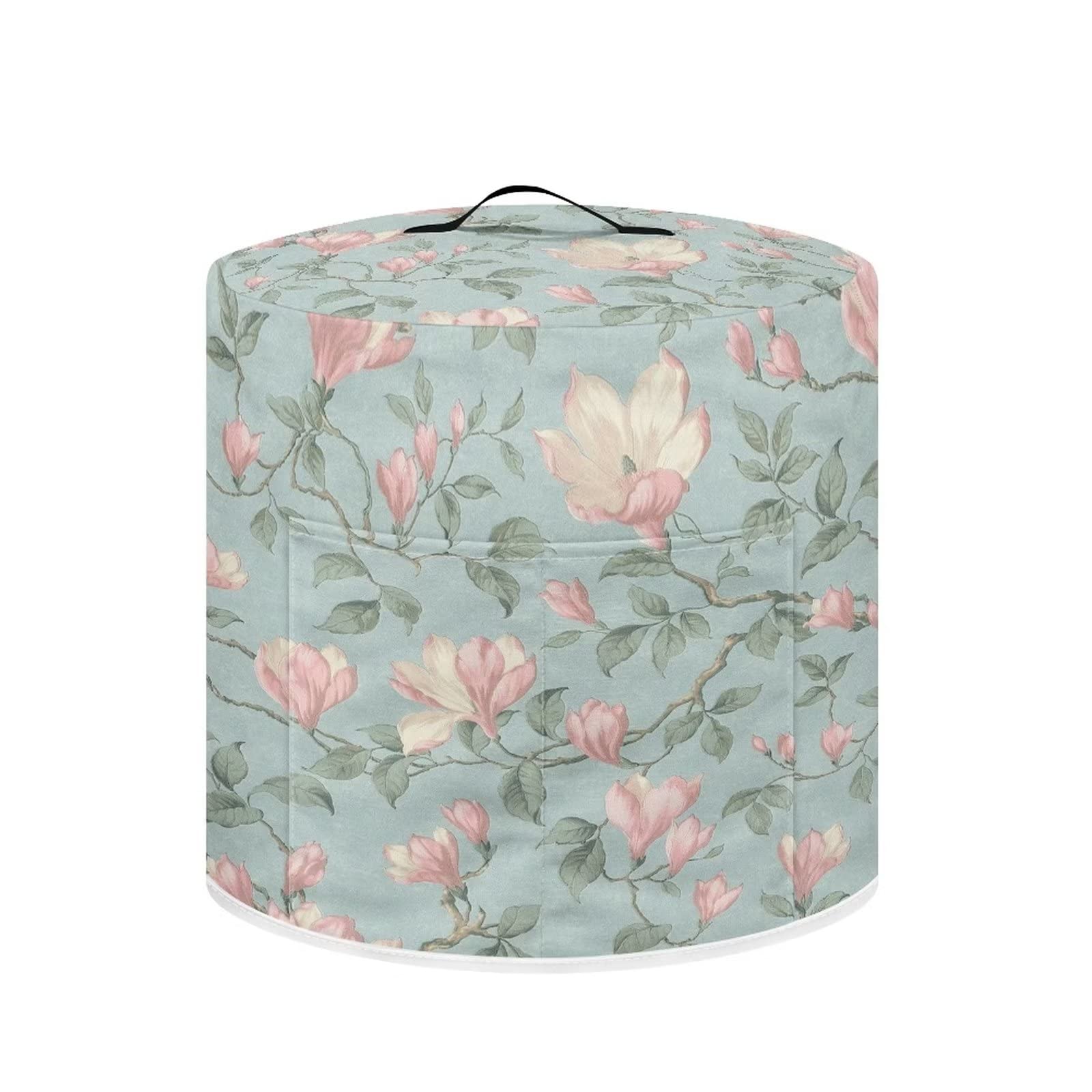 NETILGEN Dust Cover for 6 Quart Instant Pot and Extra Accessories, Dust Proof Easy to Clean Pressure Cooker Cover Electric Appliance Cover Air Fryer Accessories with Pockets, Magnolia Flower Pink