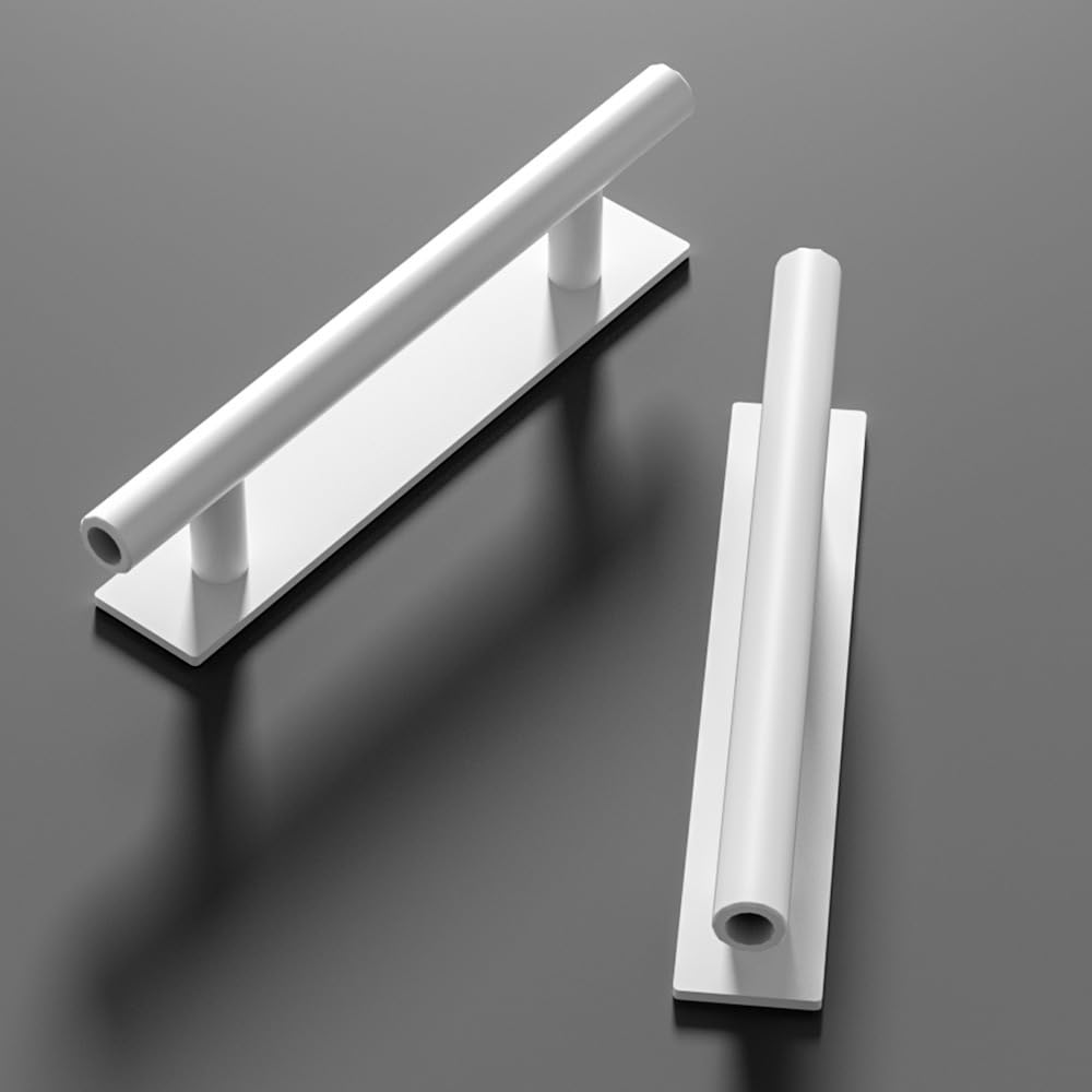 kwa heri 8 Pack Self-Stick Push Pull Helper White Hidden Cabinet Handle ABS Plastic Door Window Wardrobe Handle Instant Cabinet Drawer Furniture Handles (8, White)