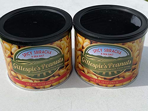 Spicy Sriracha 10oz cans Gillespie's Peanuts grown on our family farm! (3 Cans)