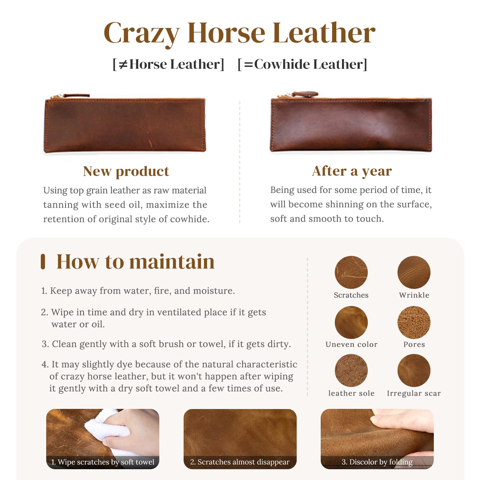 S-ZONE Keychains for Women Men Genuine Leather Car Key Holder Case Key Protector Cover Sleeve Keychain Pouch with metal ring