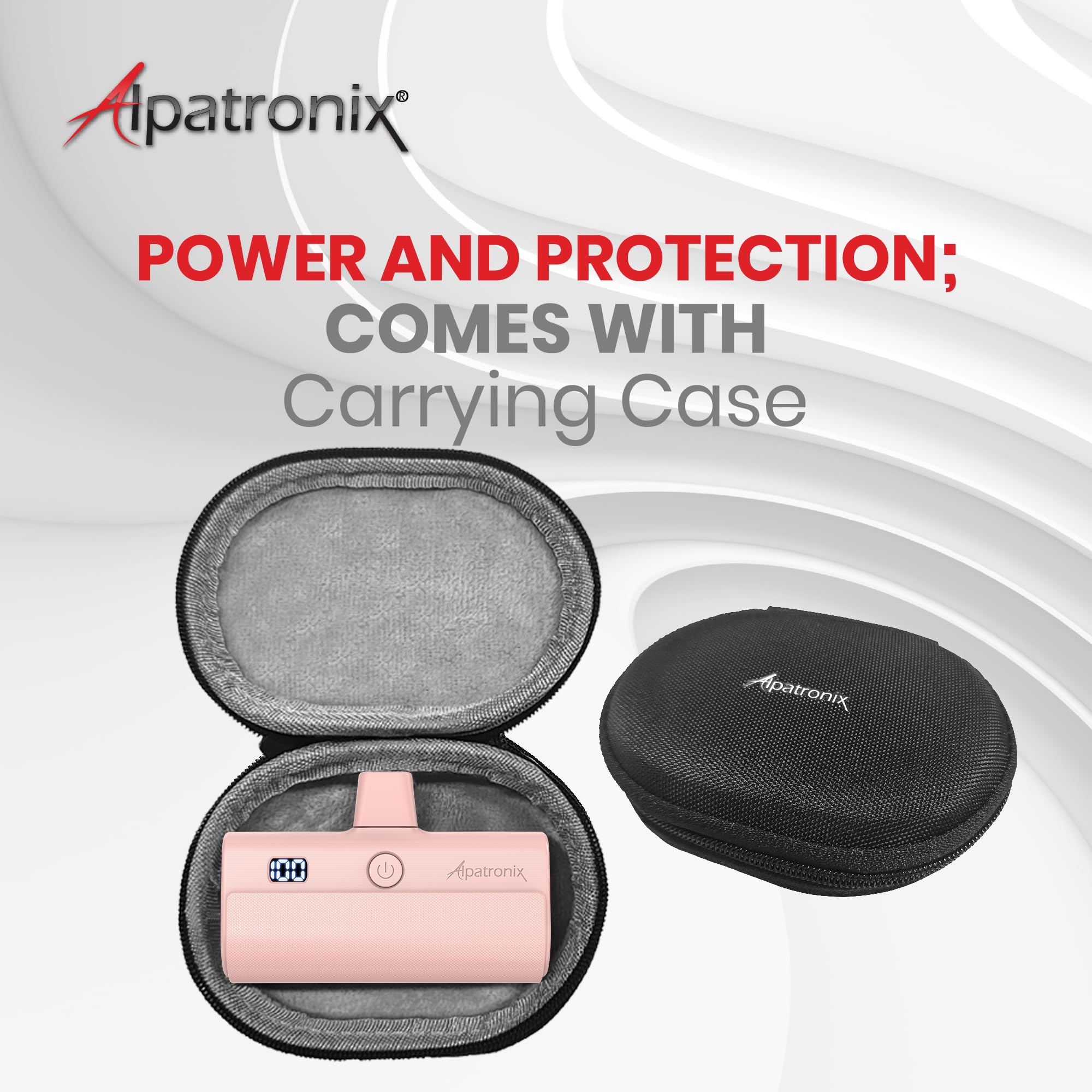 Alpatronix MFi Certified Mini Portable Charger for iPhone 5000mAh LCD Display Fast Charging Power Bank Compatible with iPhone 14 13 12 11 X 8 7 6 Series with Carrying Case - PX100 (Pink)