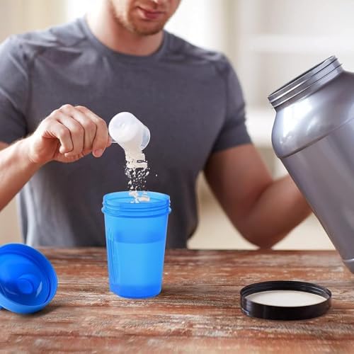 Ergonomic Small Clear Wide Mouth Shaker Cup (Made of Premium PP5,BPA FREE,Modelized Scale Marks 4-8-12 Oz) & Orange Leakproof Screwable Cover Lid (Style May Vary) & Whisk,Free Replacement in 10 Months