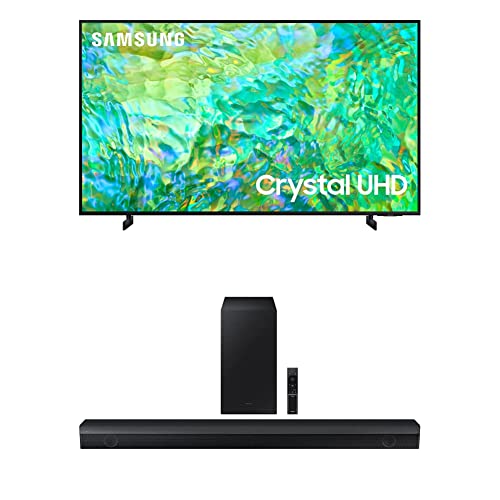 SAMSUNG 85-Inch Class Crystal UHD CU8000 Series PurColor, Object Tracking Sound Lite,(UN85CU8000, 2023 Model) HW-B650 3.1ch Soundbar w/Dolby 5.1 DTS, Subwoofer Included, 2022