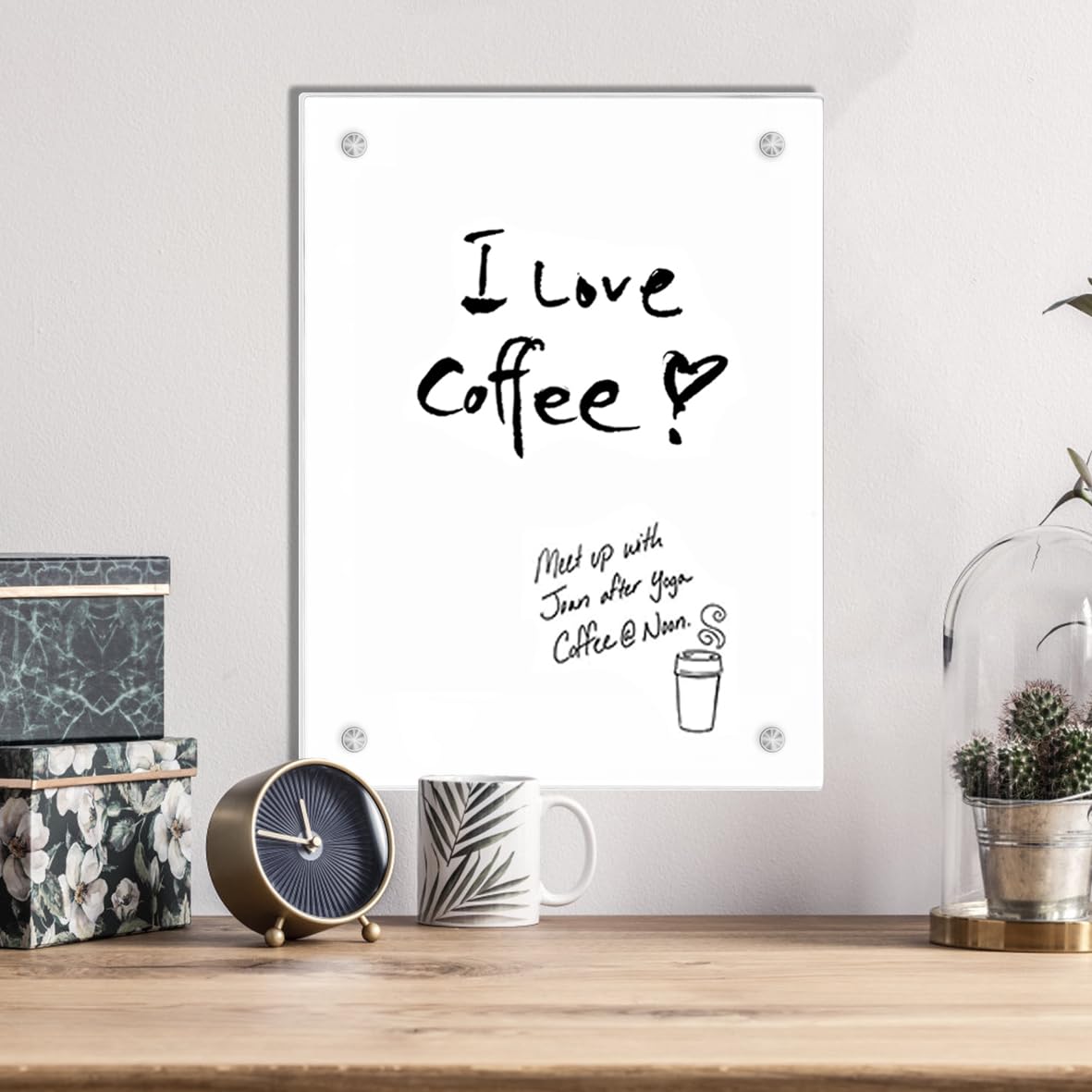 TORASO Glass Whiteboard, Dry Erase White Board, 12" x 16" Small Glass White Board for Home Kitchen, Office, Frameless, Brilliance White(Glass BB-WH-3040)