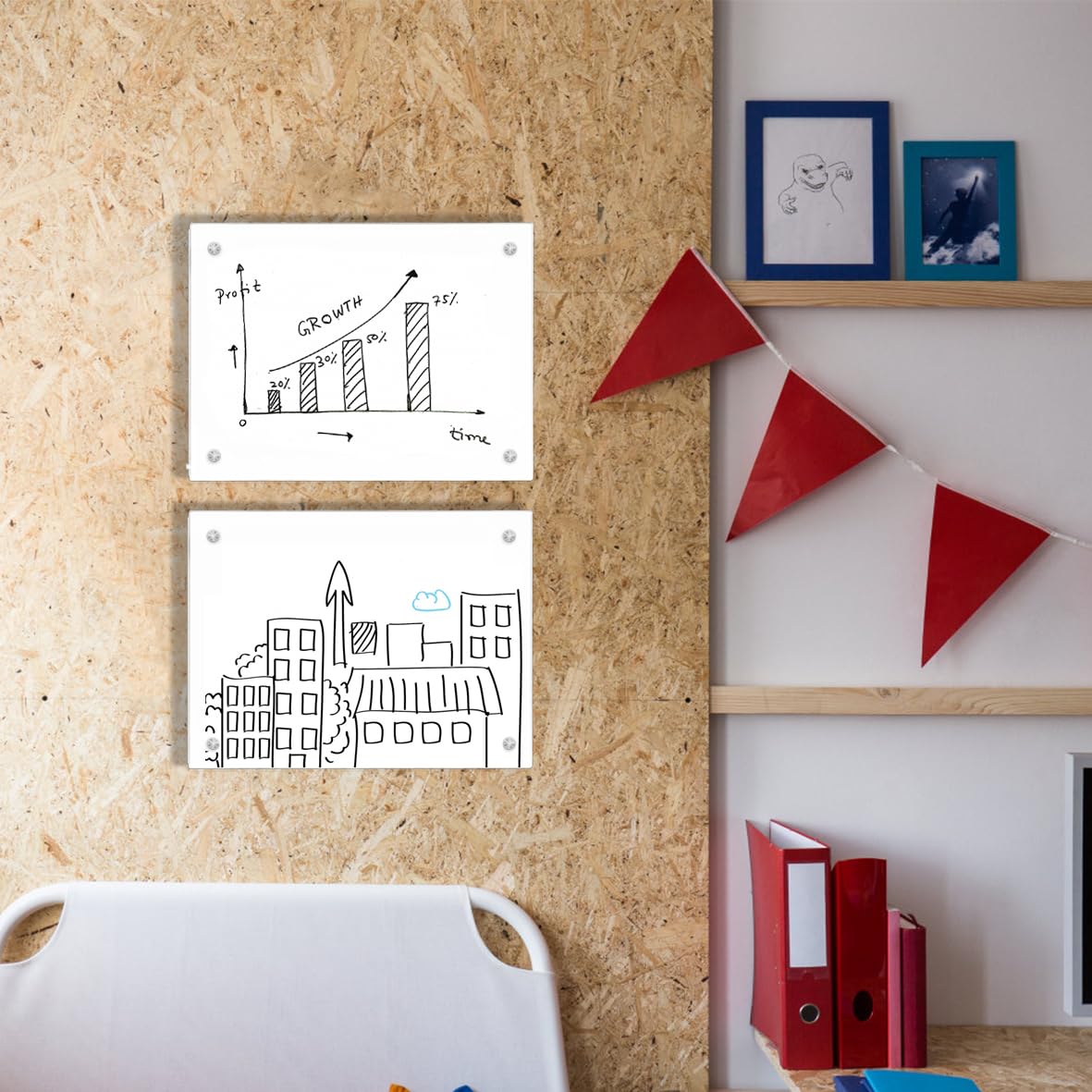 TORASO Glass Whiteboard, Dry Erase White Board, 12" x 16" Small Glass White Board for Home Kitchen, Office, Frameless, Brilliance White(Glass BB-WH-3040)