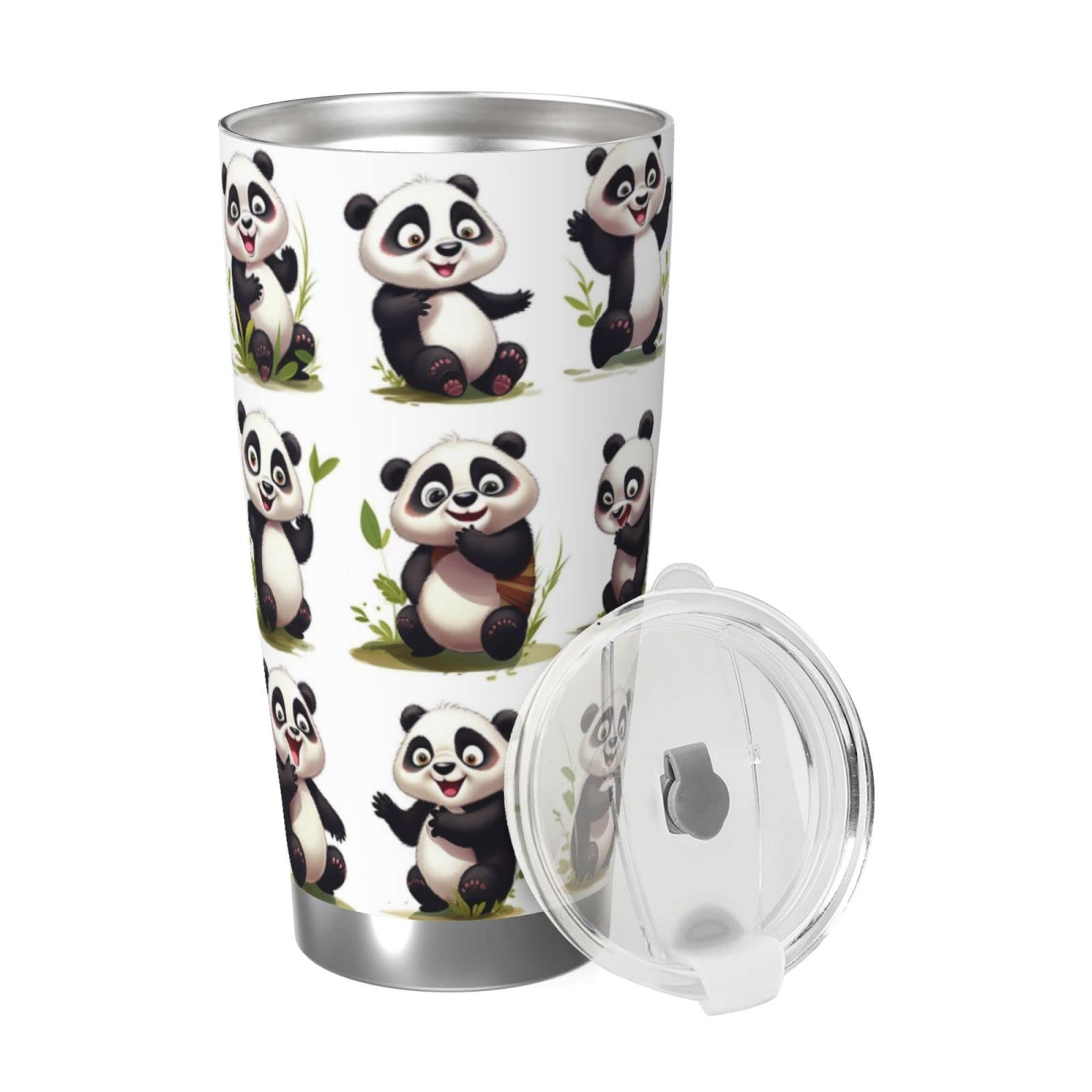 Panda Tumbler - with Lid 20 oz Stainless Steel Vacuum Cup for Coffee, Water, and Travel - Leakproof for Home, Office, and School