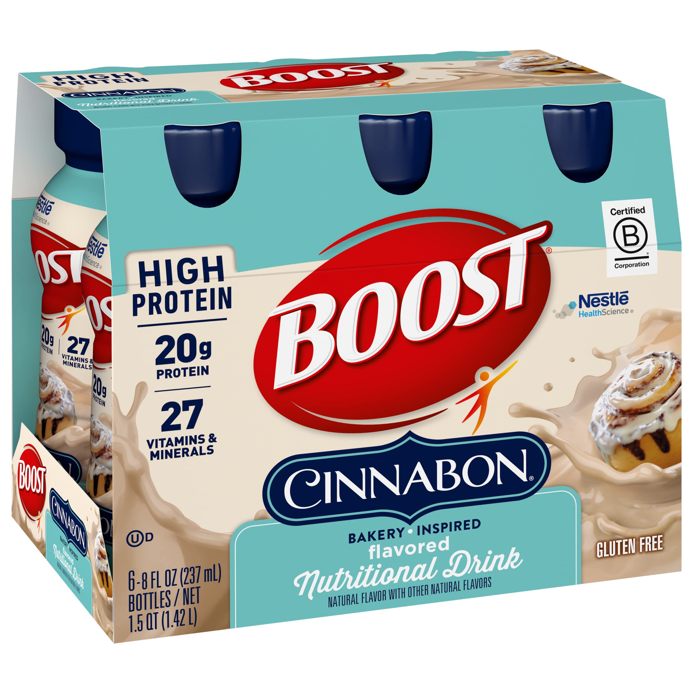 BOOST High Protein Nutritional Drink (Cinnabon, 6 count (Pack of 2))