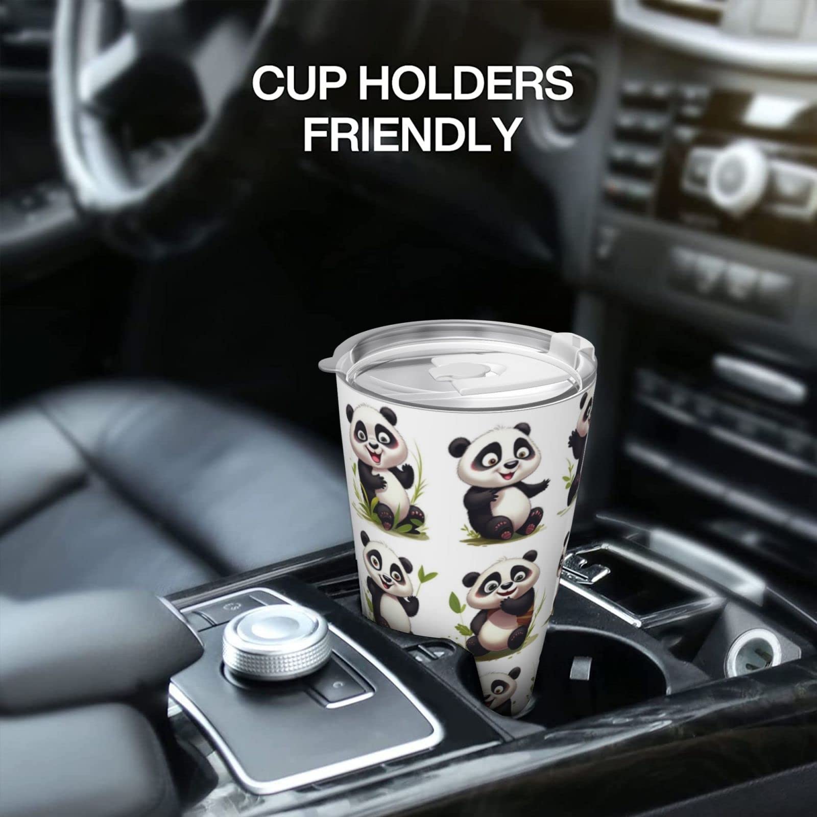 Panda Tumbler - with Lid 20 oz Stainless Steel Vacuum Cup for Coffee, Water, and Travel - Leakproof for Home, Office, and School