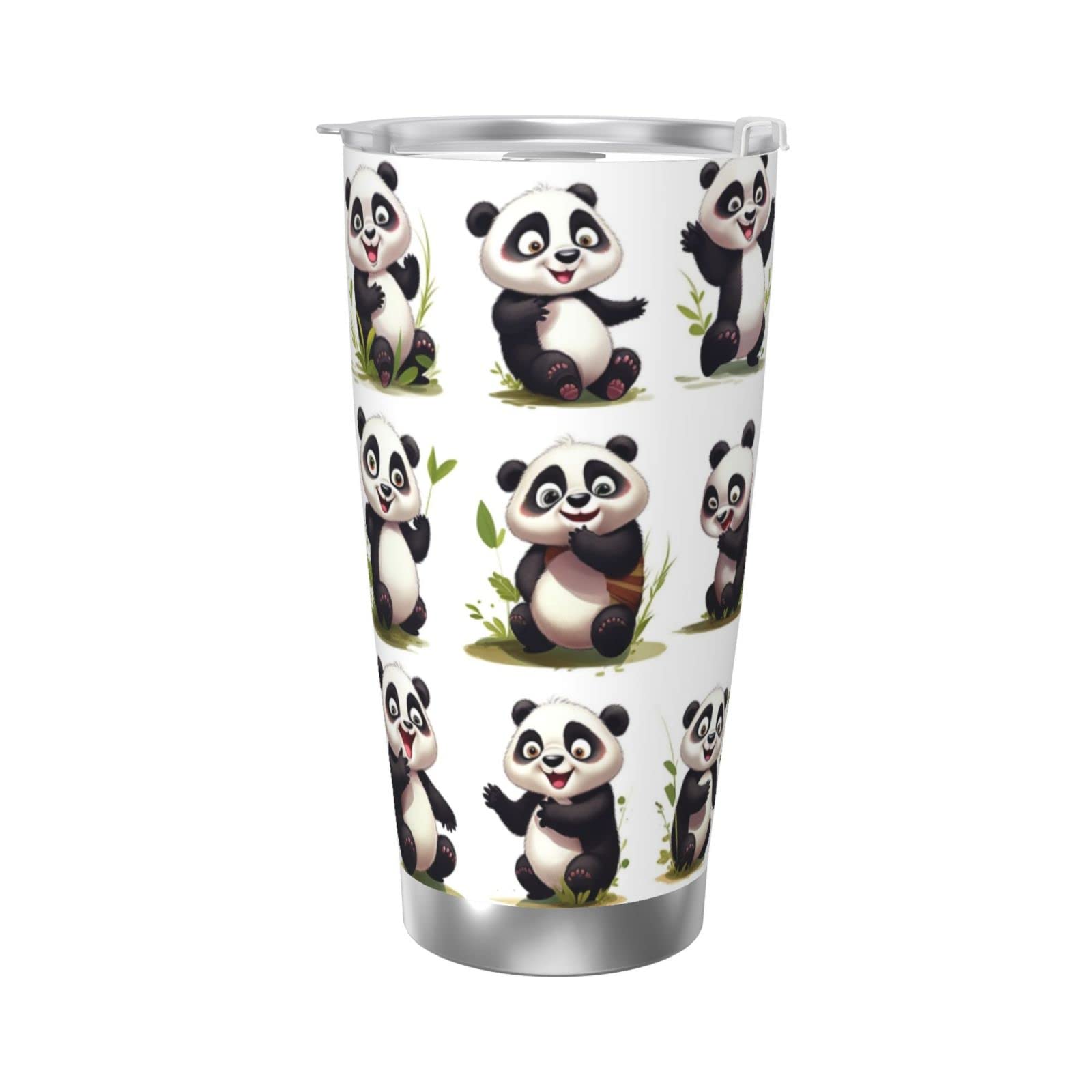 Panda Tumbler - with Lid 20 oz Stainless Steel Vacuum Cup for Coffee, Water, and Travel - Leakproof for Home, Office, and School