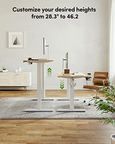 BANTI 55"x24" Standing Desk, Electric Stand up Height Adjustable Home Office Table, Sit Stand Desk, Light Rustic Brown Top