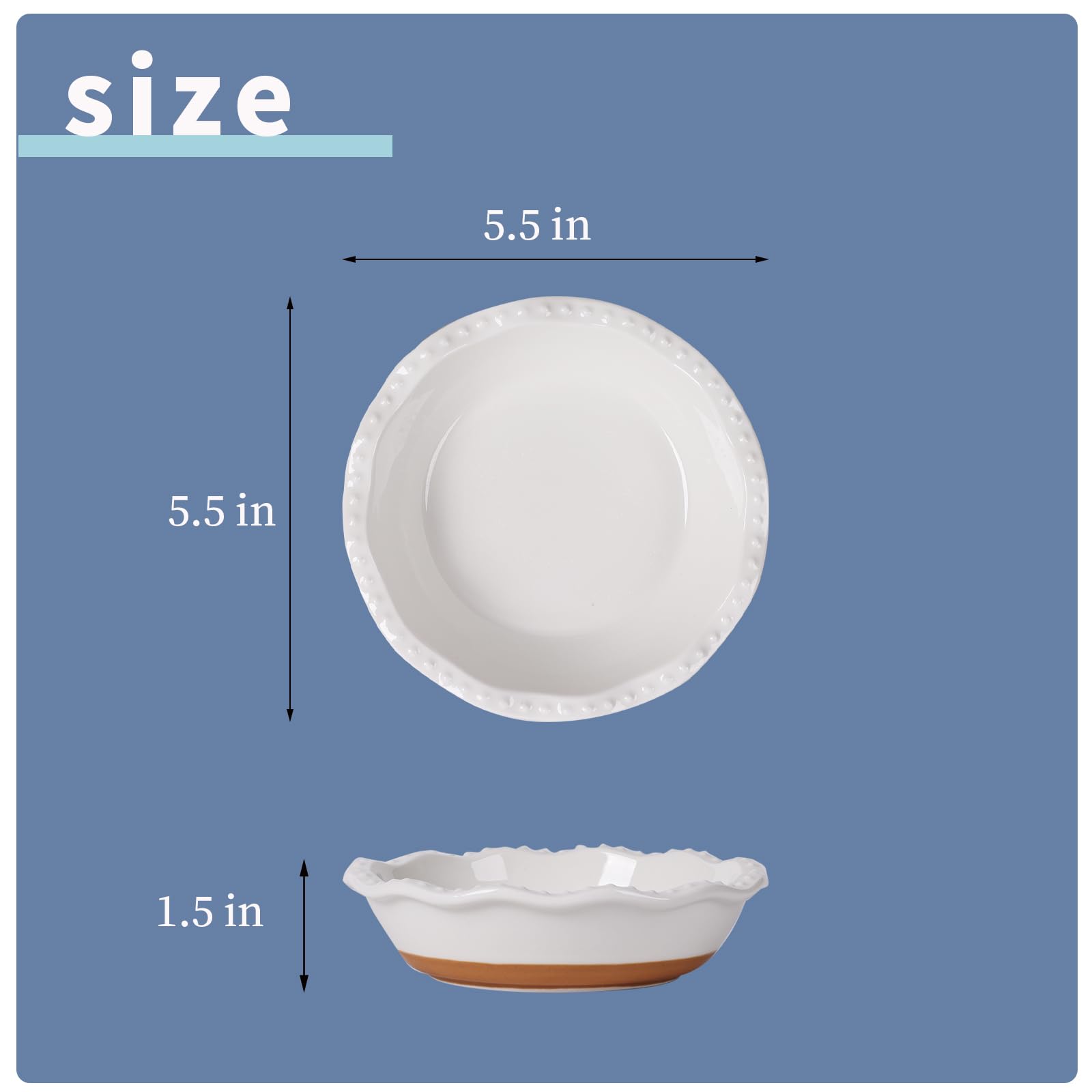 GDCZ Ceramic Mini Pie Pan Set of 4, Pie Dish Pie Plate for Baking, Individual Stackable Pie Tins, Multifunctional Pot Pie Pans for Quiches, Tarts, Pot Pies,Sauces and More,5.5 Inch 8OZ