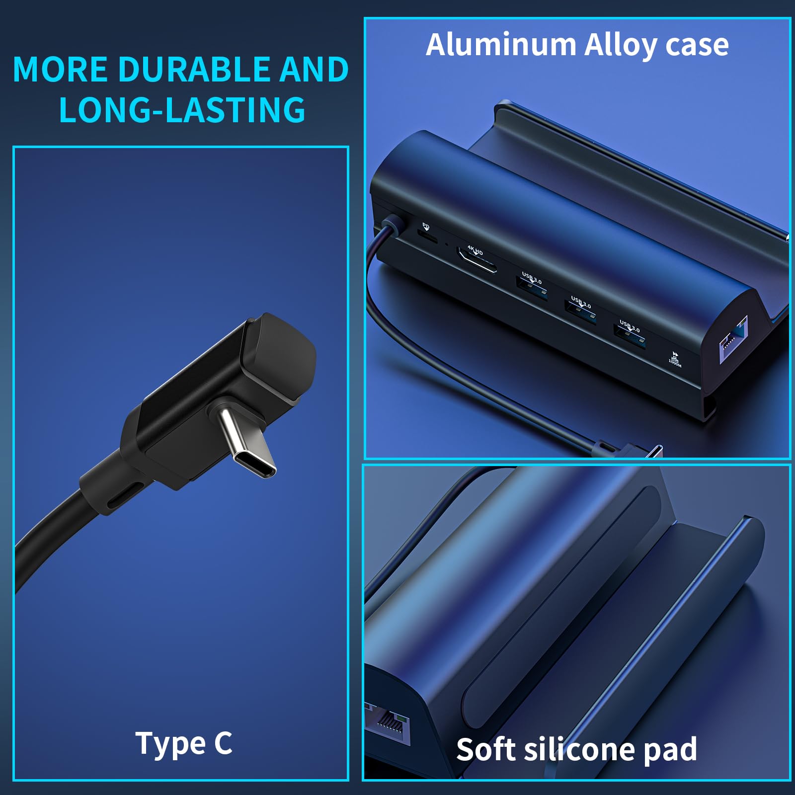 Catlyn Deck Dock for Steam Deck/ROG Ally, 6-in-1 Docking Station with 45W Charger, HDMI 2.0 4K@60Hz, Gigabit Ethernet 1000Mbps, 3 USB-A 3.0 and USB-C PD, for ASUS Lenovo Legion Go MSI Claw Hub